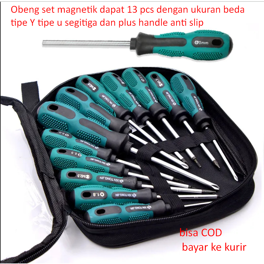 Jual Obeng set magnetik dapat 13 pcs dengan ukuran beda tipe Y tipe u ...