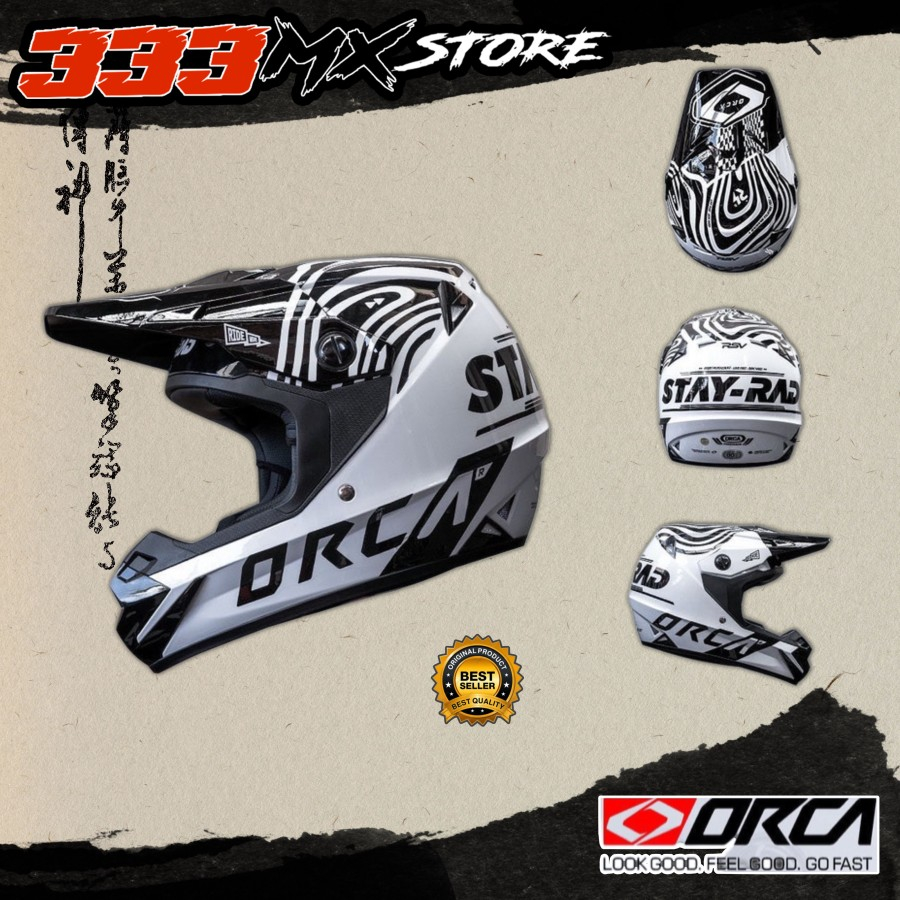 Jual HELM ORCA VORTEX WHITE BLACK HELMET CROSS ORCA VORTEX ORIGINAL ...