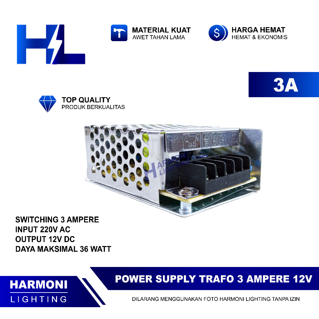 Jual Adaptor Power Supply 12V 3A Switching LED Trafo 3 Ampere | Shopee ...
