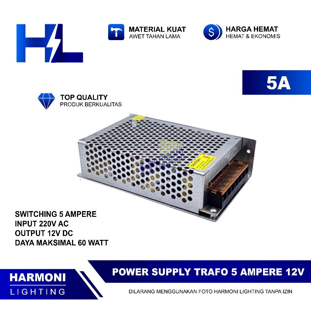 Jual Adaptor Power Supply 12V 5A Switching LED Trafo 5 Ampere | Shopee Indonesia