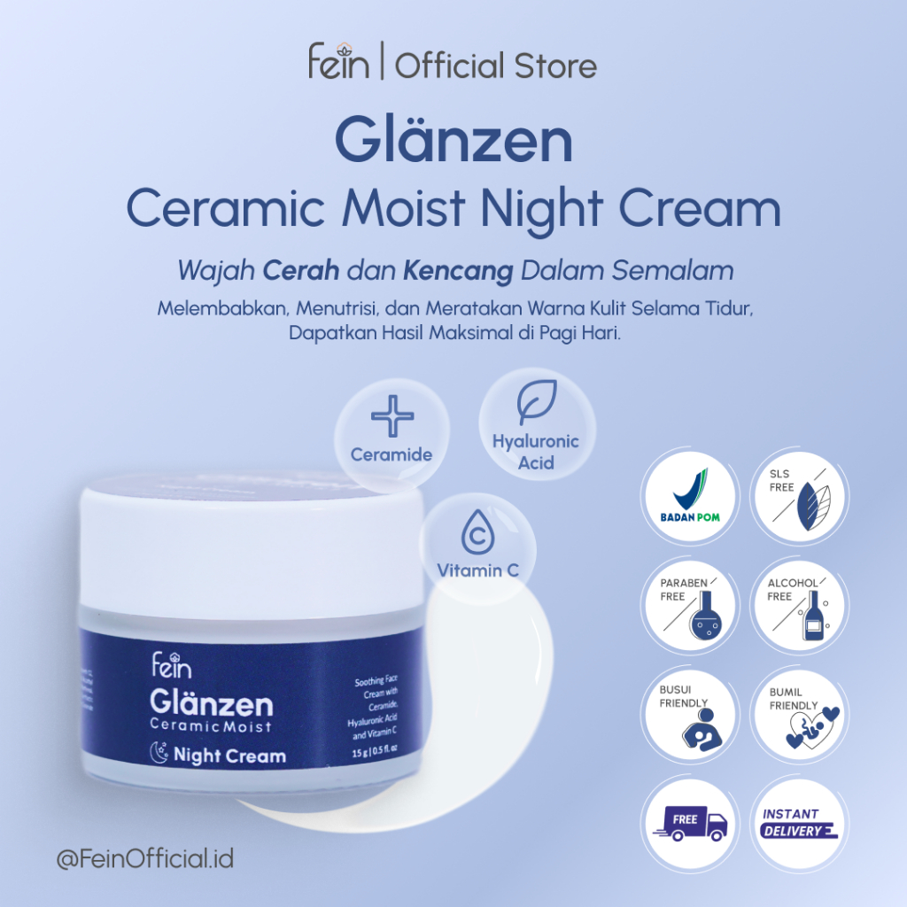 Jual Fein GLANZEN Ceramic Moist Night Cream 15ml - Krim Malam dengan ...