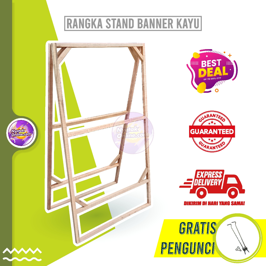 Jual Rangka Stand Banner Kayu Lipat - 70 cm x 120 cm | Shopee Indonesia