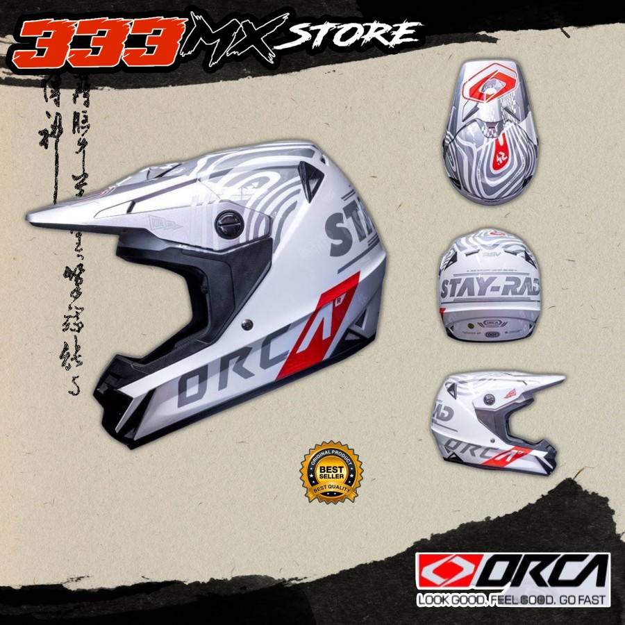 Jual HELM ORCA VORTEX SILVER RED WHITE HELMET ORCA VORTEX SILVER ...