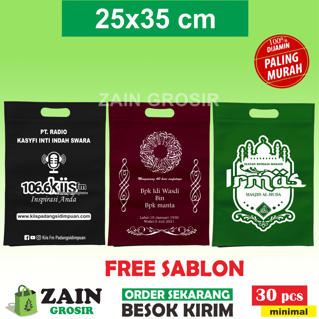 Jual 1 HARI BERES Sablon Custom 25x35 cm Oval Tas spunbond kain ...