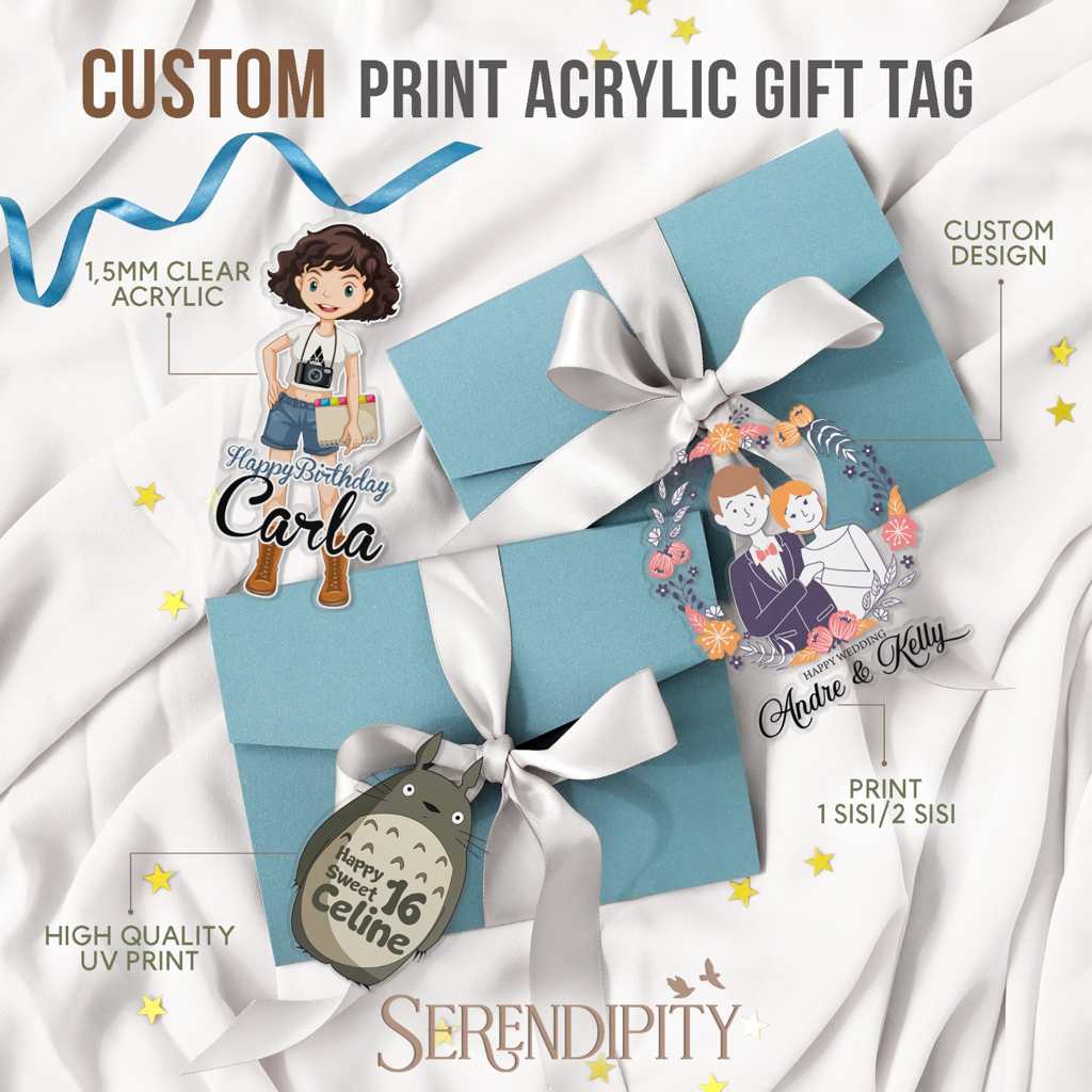 Jual Custom Gift Tag Akrilik Acrylic UV Print hang tag kartu ucapan ...