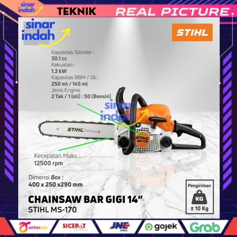 Jual STIHL MESIN CHAINSAW MS 170 CHAIN SAW GERGAJI POTONG KAYU 14 " MS170 | Shopee Indonesia