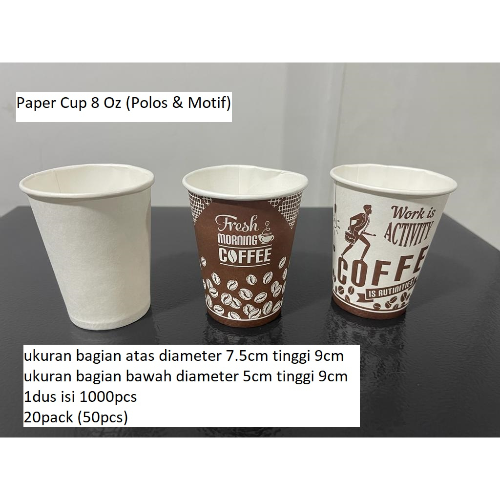 Jual Paper Cup / Gelas Kertas ukuran 8 Oz. Isi 50pcs | Shopee Indonesia