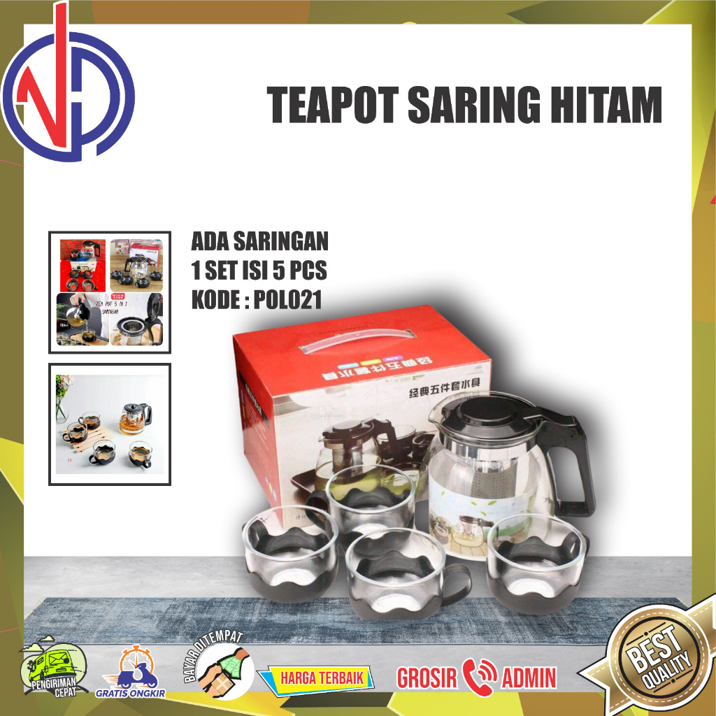 Jual TEA POT TEAPOT SARINGAN/TEA POT 700 ML SET 5IN1/TEKO TEH KOPI ...