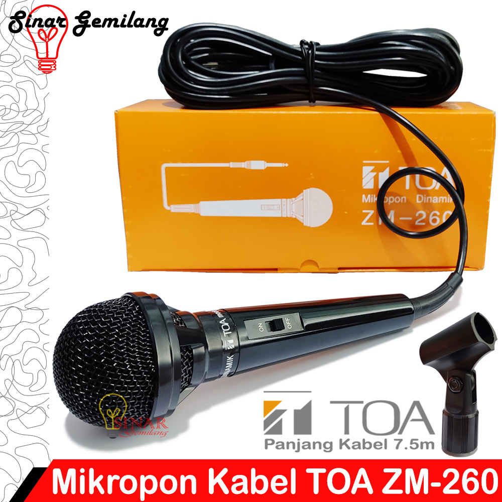 Jual Mic Kabel Toa ZM 260 Microphone Profesional Microfon Kabel 7,5 cm Original / Mikropon ...