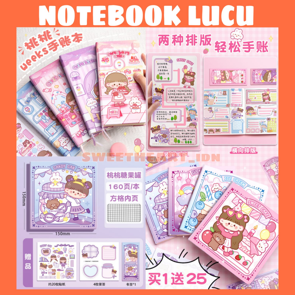 Jual Notebook buku diary / buku catatan aesthetic tebal motif lucu ...