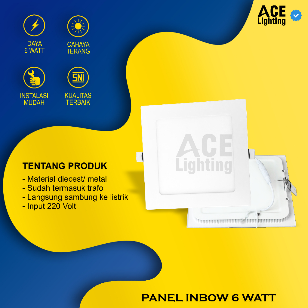 Jual Lampu downlight plafon 6 Watt Inbow Lampu panel downlight Kotak 6W ...