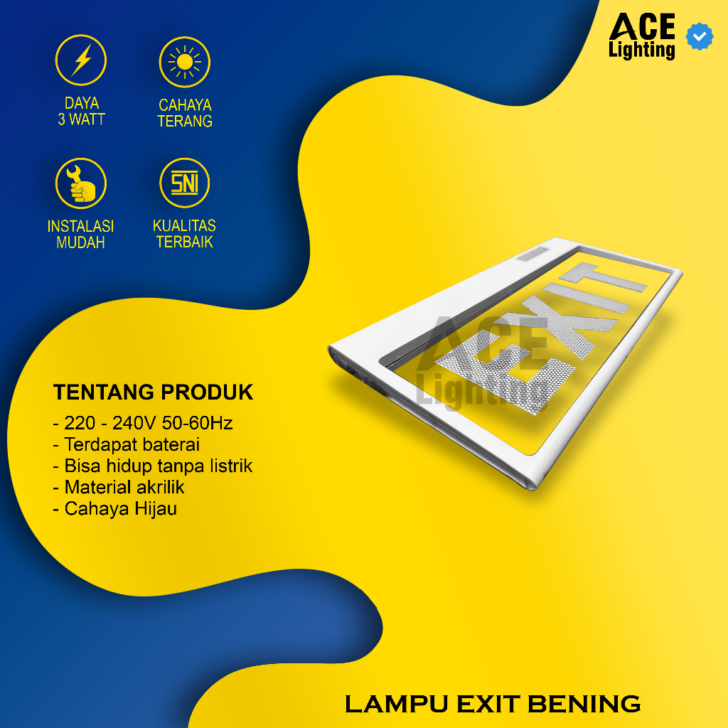 Jual Lampu exit emergency LED 2 arah transparan emergency exit light ...