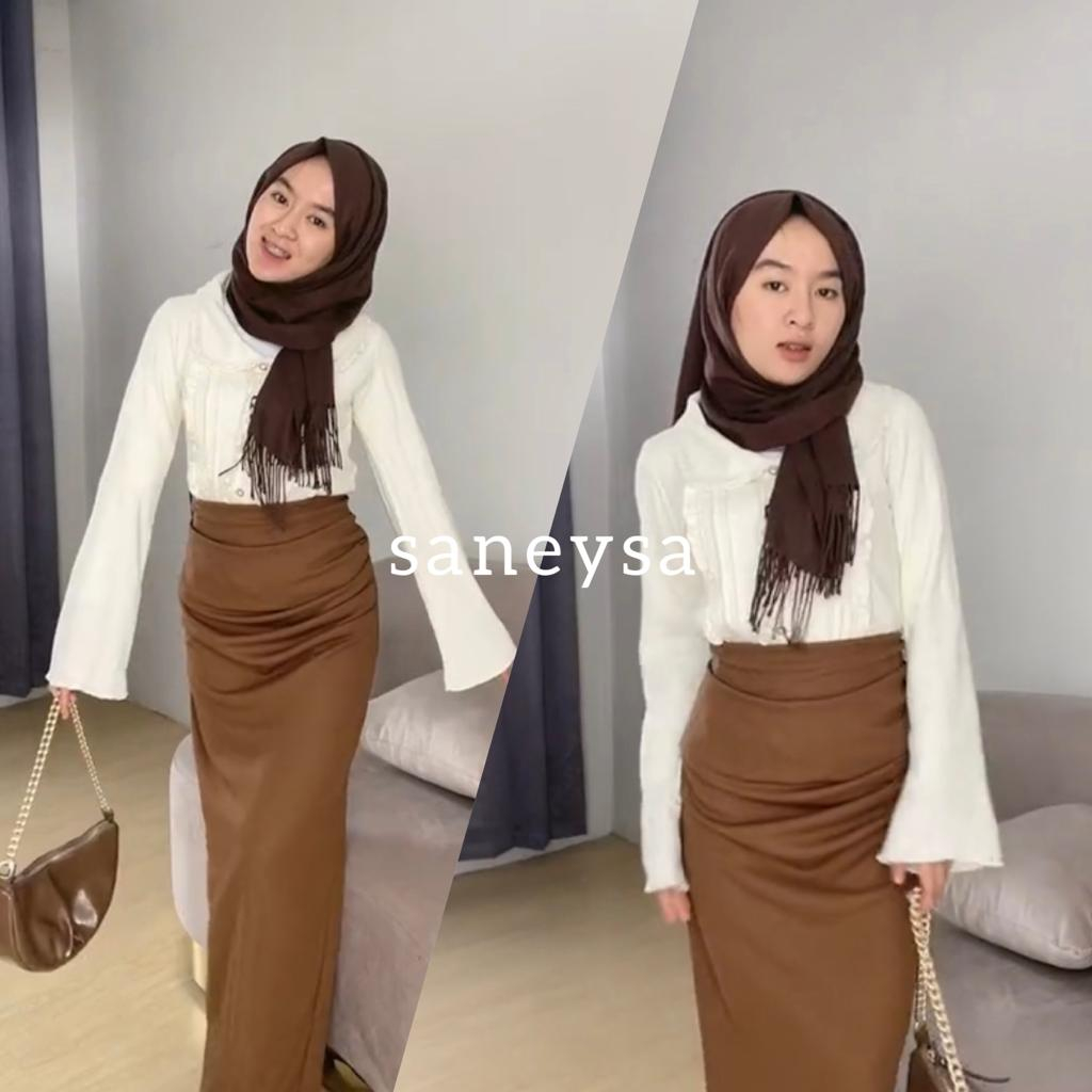 Jual Fay Long Skirt Rempel Rok Wanita Casual - Asymmetrical Skirt Twill Knit - Rok Span - Korean ...