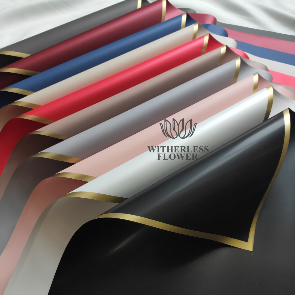 Jual [10 & 20 LEMBAR] Cellophane Gold Frame Solid Non-Transparent List ...