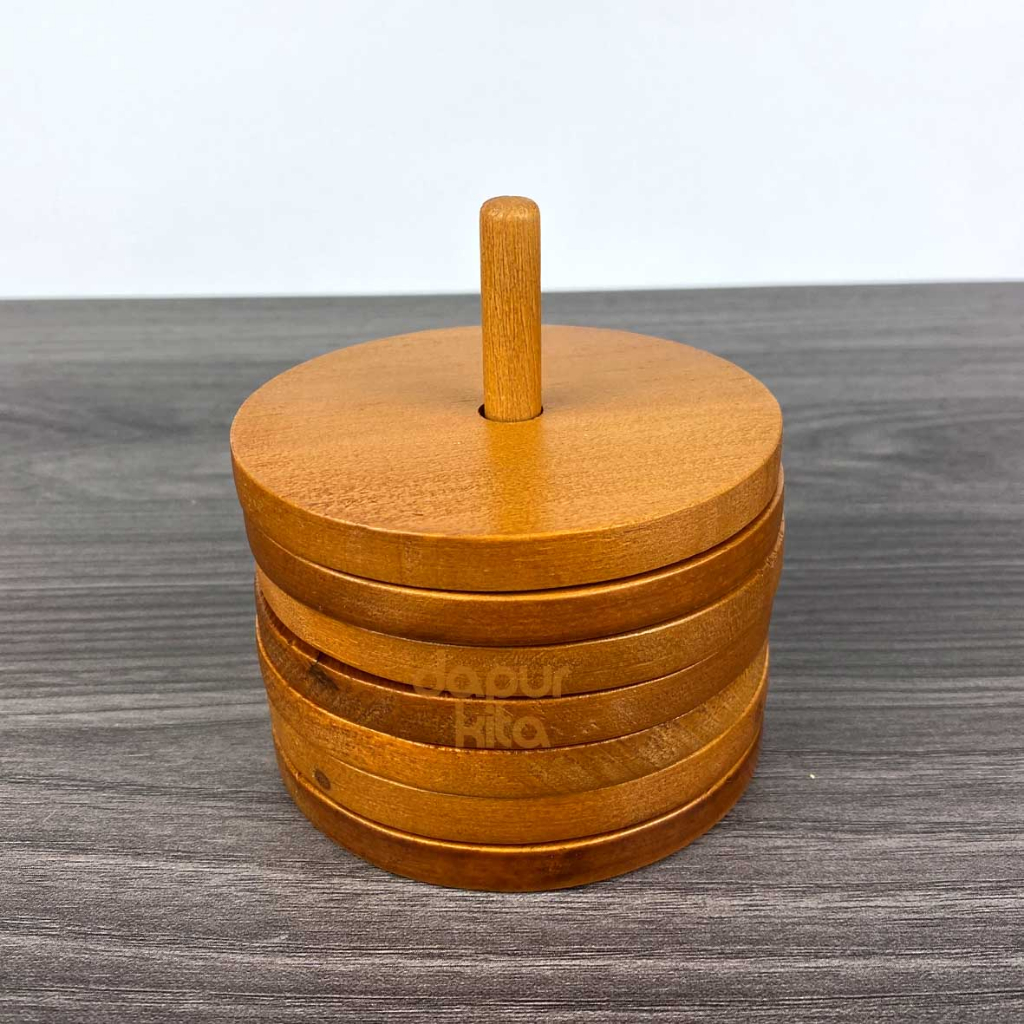 Jual Tatakan Gelas / Coaster Gelas Kayu Warna Walnut 1Set Isi 6pcs ...
