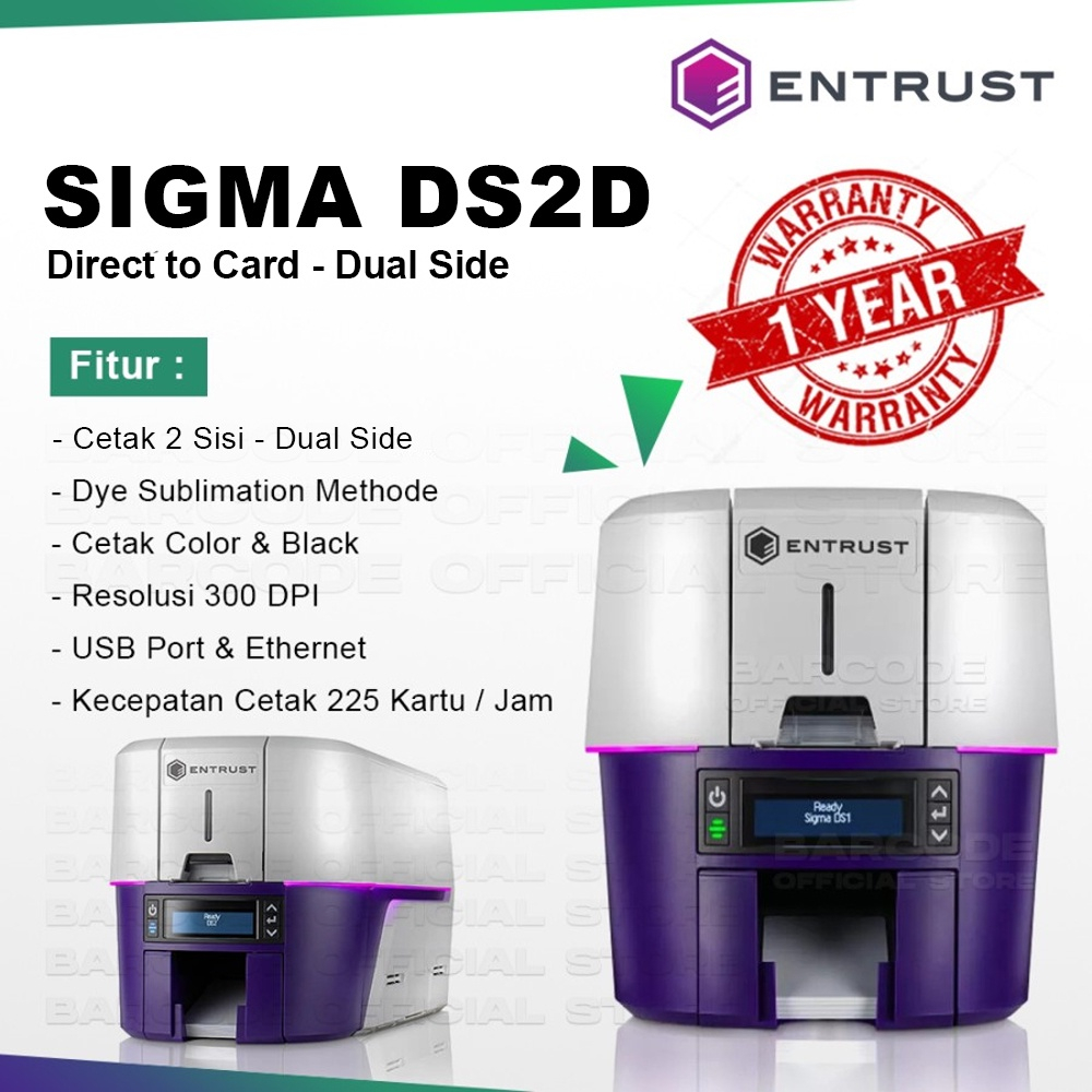 Jual ID Card Printer Entrust Sigma DS-2D Cetak Kartu PVC Dua Sisi Full ...