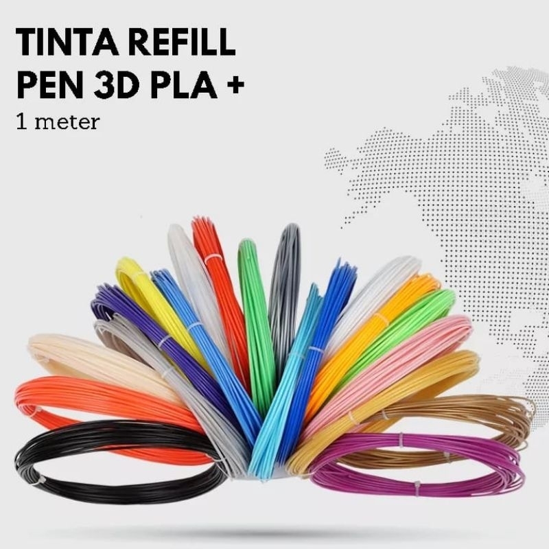 Jual Refill filament PLA+ 1,75 mm 3D Pen 3D Printer filament 1 meter ...