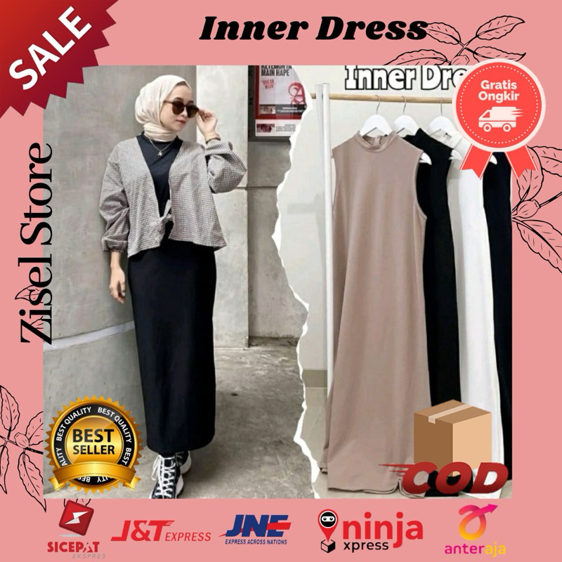 Jual Inner Long Dress Kutung Manset Baju Span Jersey Tanpa Lengan ...