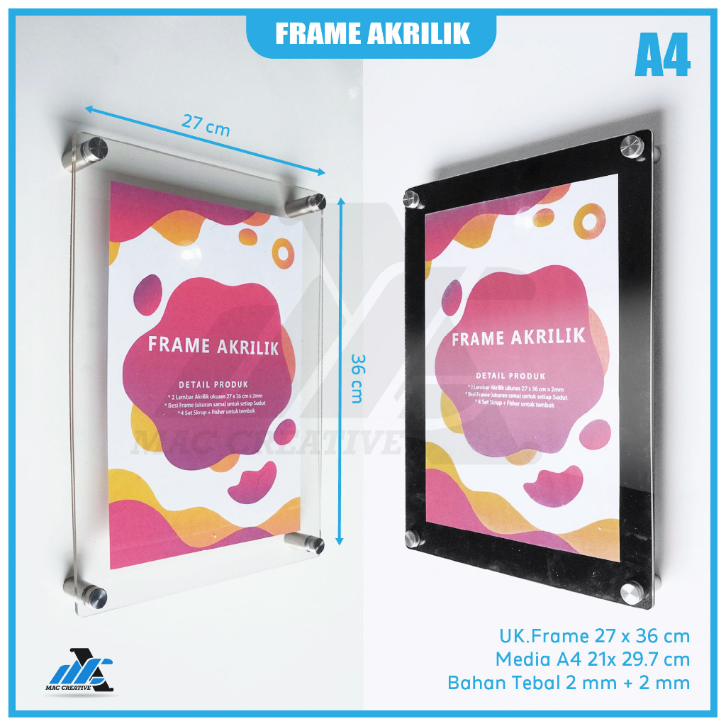 Jual FRAME BINGKAI DISPLAY POSTER MENU AKRILIK A4 - POSTER AKRILIK DINDING - FRAME FOTO - UKURAN ...
