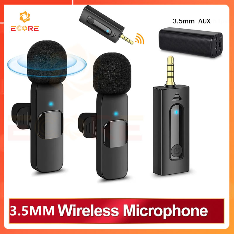 Jual Ecore Mic Wireless 3.5mm Lavalier Mikrofon Siaran HP Microphone ...