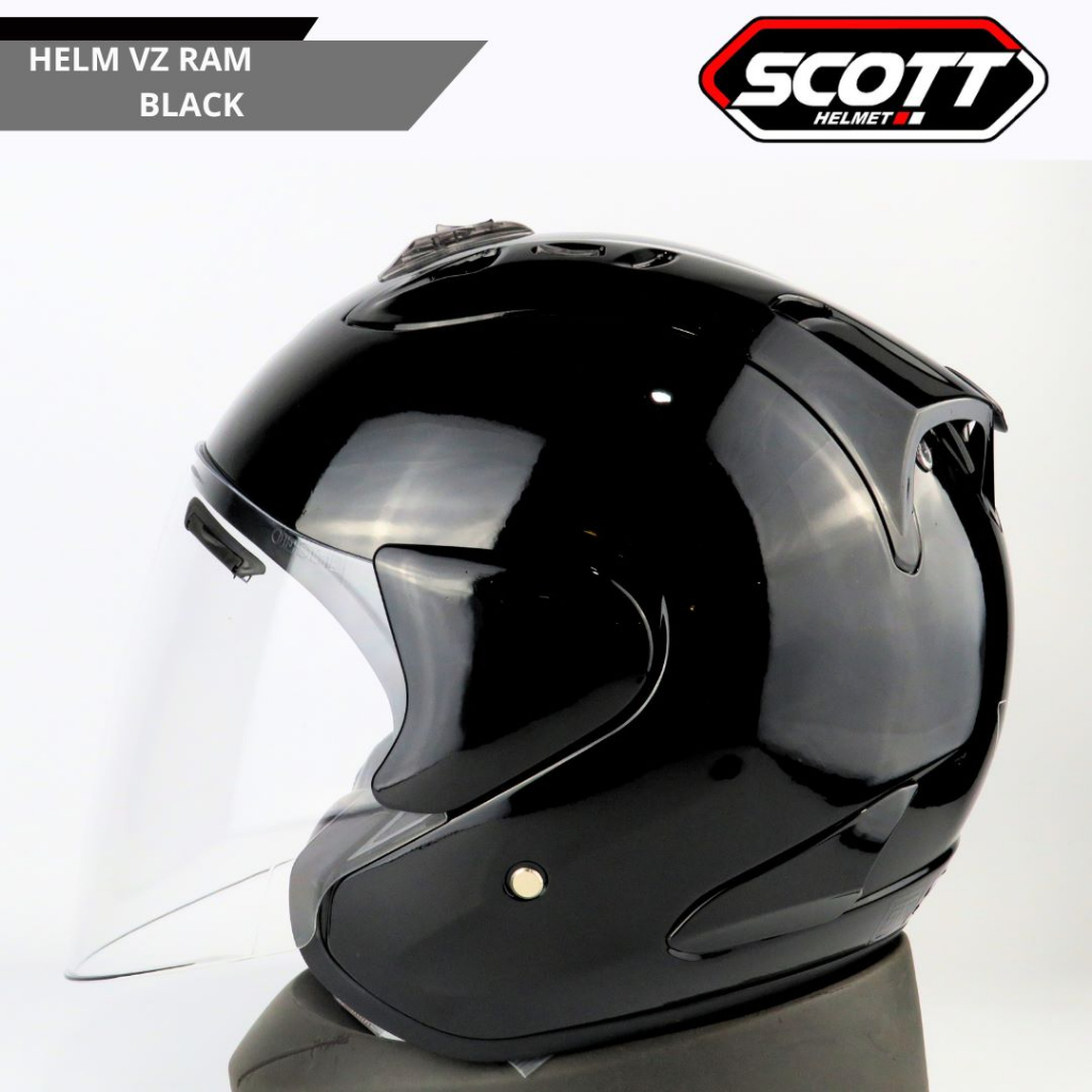 Jual Scott - Helm Half Face Dewasa VZram SNI / Black Glossy | Shopee ...