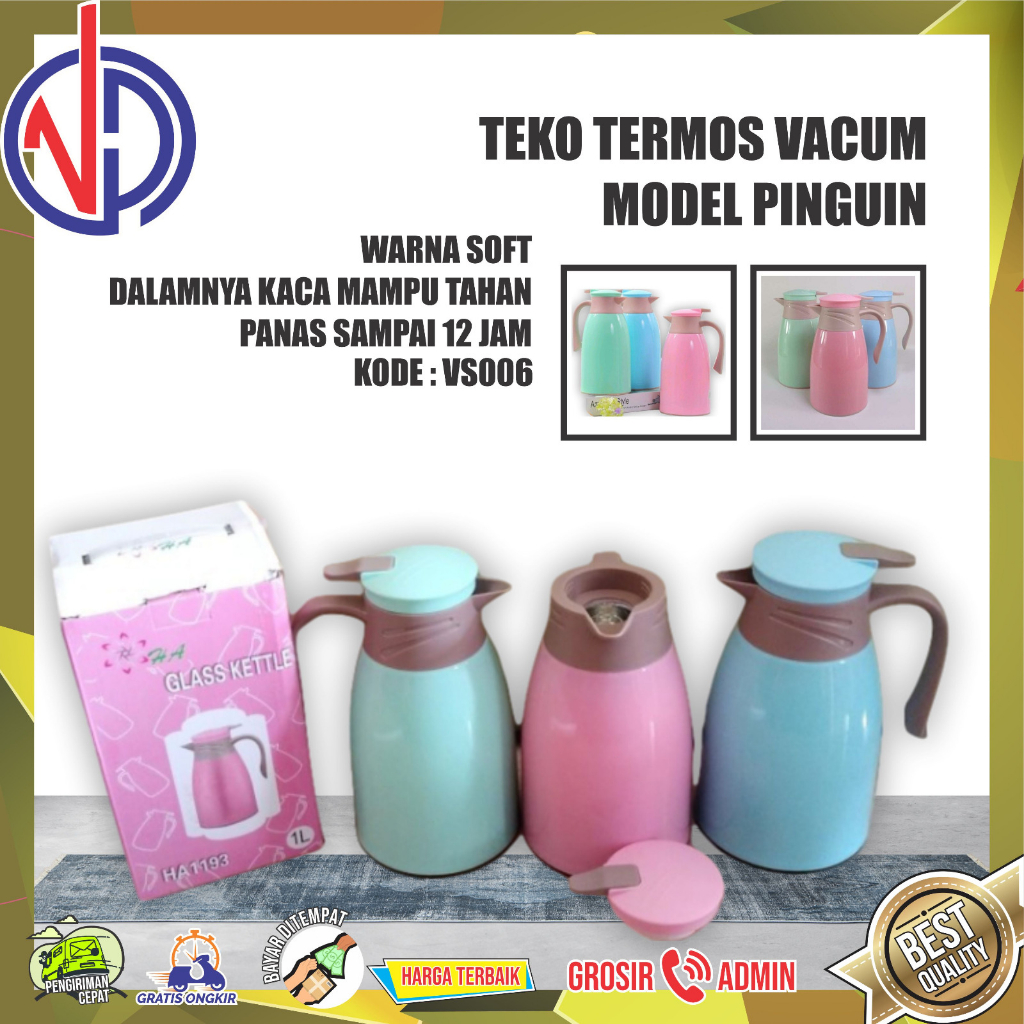 Jual TEKO TERMOS PINGUIN 1L PENGUIN TAHAN PANAS DALAM KACA SERBAGUNA ...