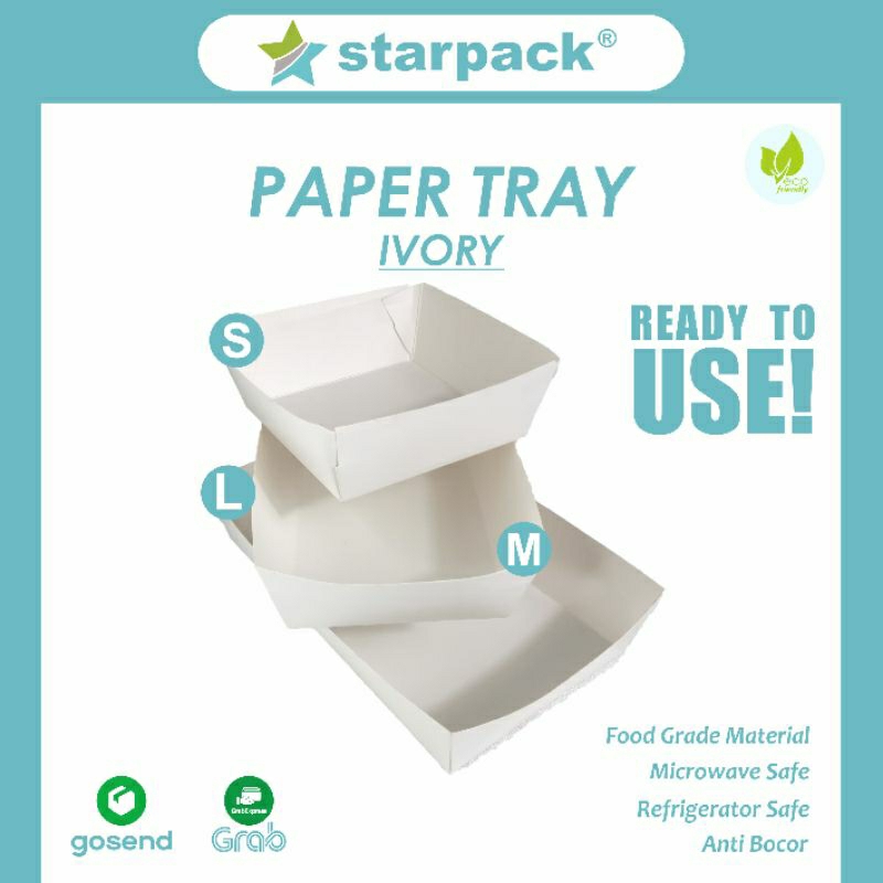 Jual PER 50 PCS - Piring / Wadah / Food container Paper Tray siap pakai ...