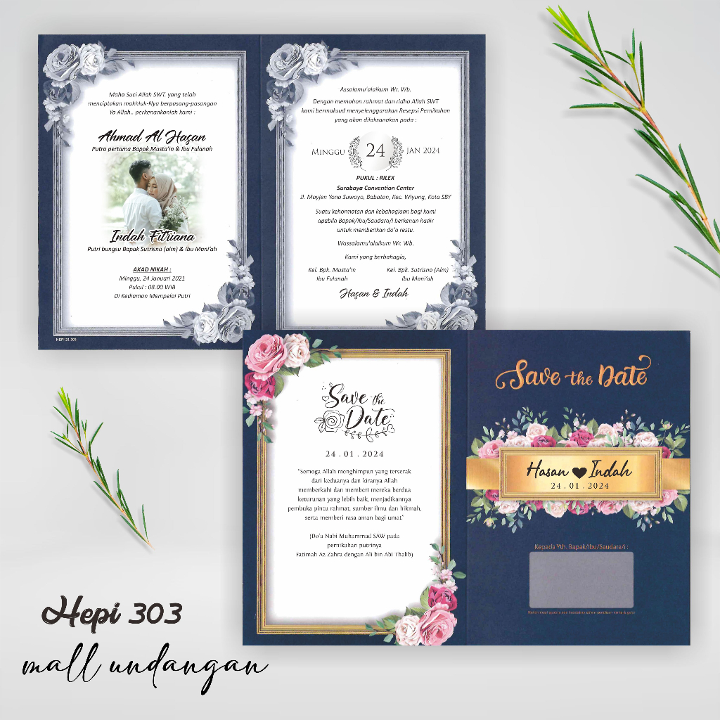 Jual CETAK UNDANGAN PERNIKAHAN BLANKO HEPI - UNDANGAN NIKAH SIMPLE ...