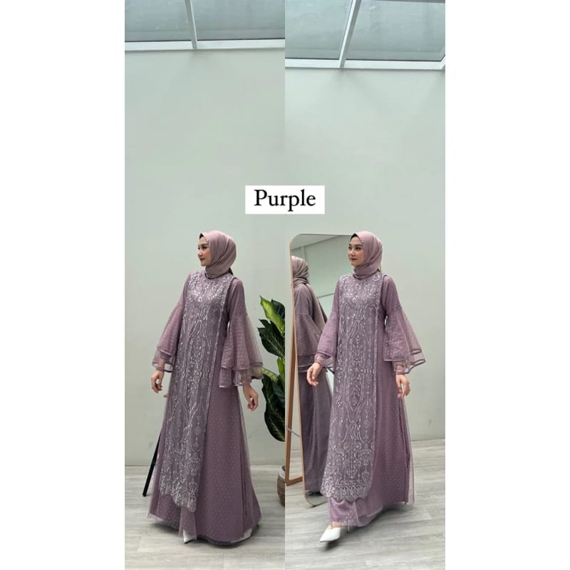 Jual HAWAA DRESS KONDANGAN SILK ROBERTO MIX BRUKAT TULE PREMIUM / GAMIS ...