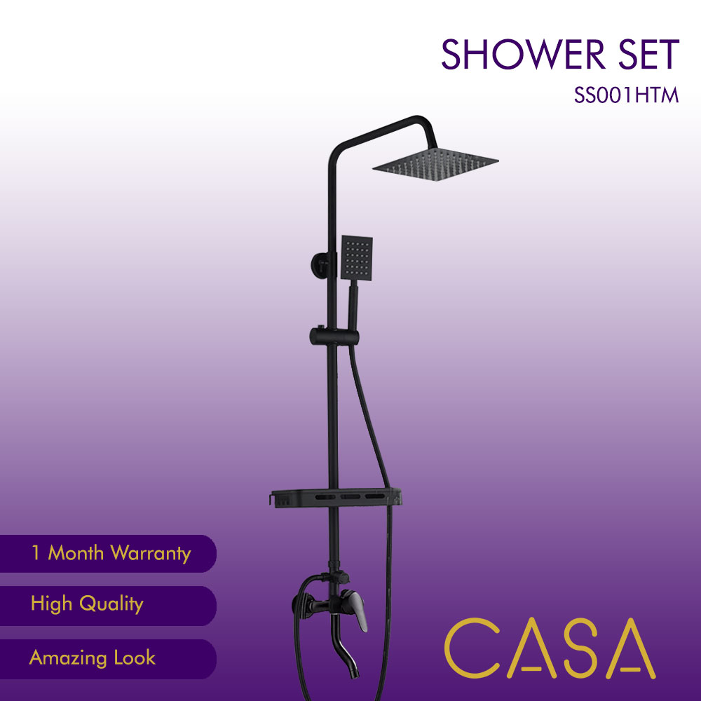 Jual CASA Shower Set Tiang Column Panas Dingin Keran Mixer Hitam Kotak ...