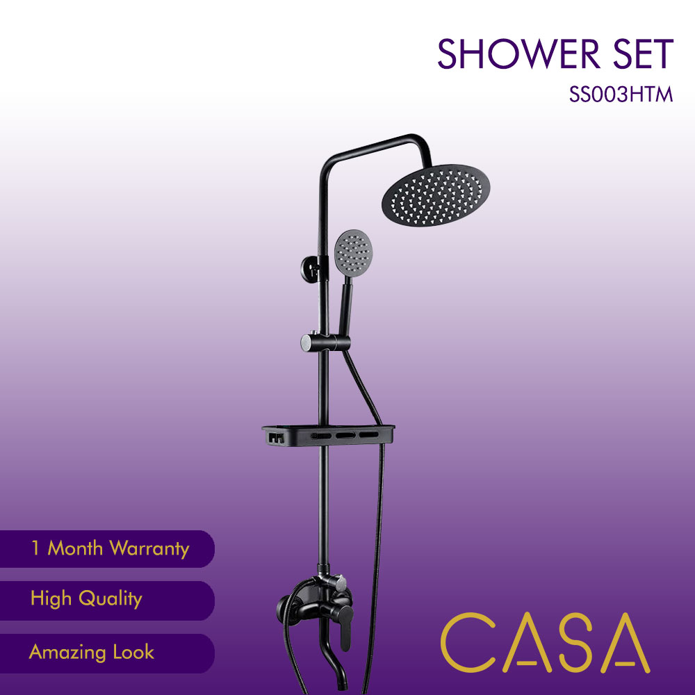 Jual CASA Shower Set Tiang Column Panas Dingin Keran Mixer Hitam Oval ...