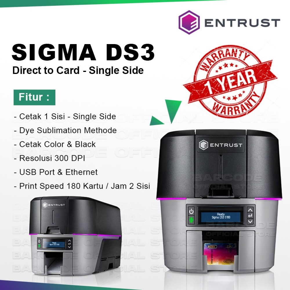 Jual Printer Kartu Entrust Sigma DS3 Single Cetak ID Card Satu Sisi ...