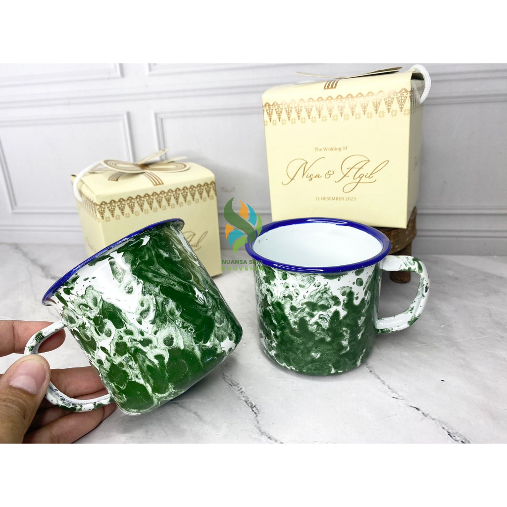 Jual Souvenir Pernikahan Gelas Enamel 7cm Gelas Cangkir Jadul Mug ...