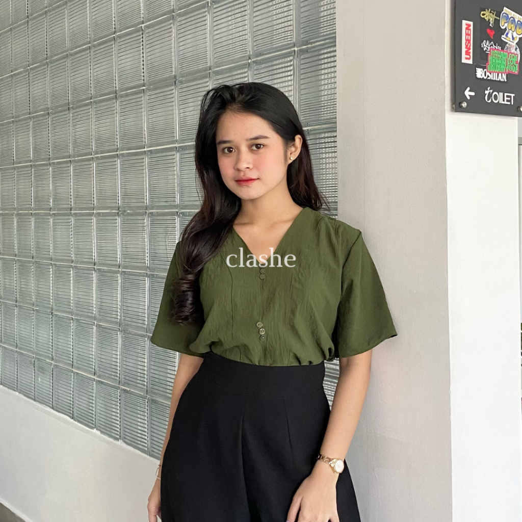 Jual Baju Blouse Wanita Atasan Lengan Pendek Crinkle Airflow Anti Lecek ...