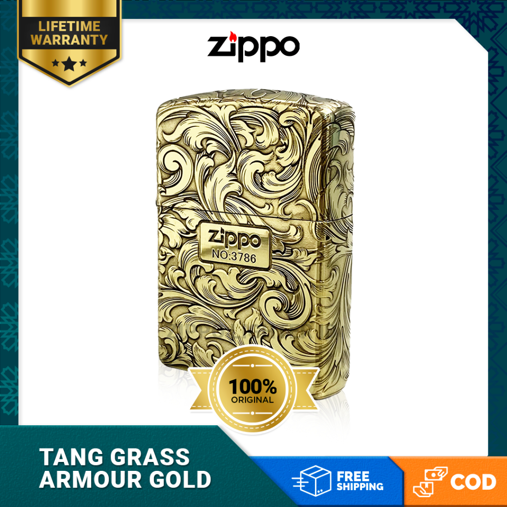 Jual Korek Api Zippo Tang Grass Armour Gold | Shopee Indonesia