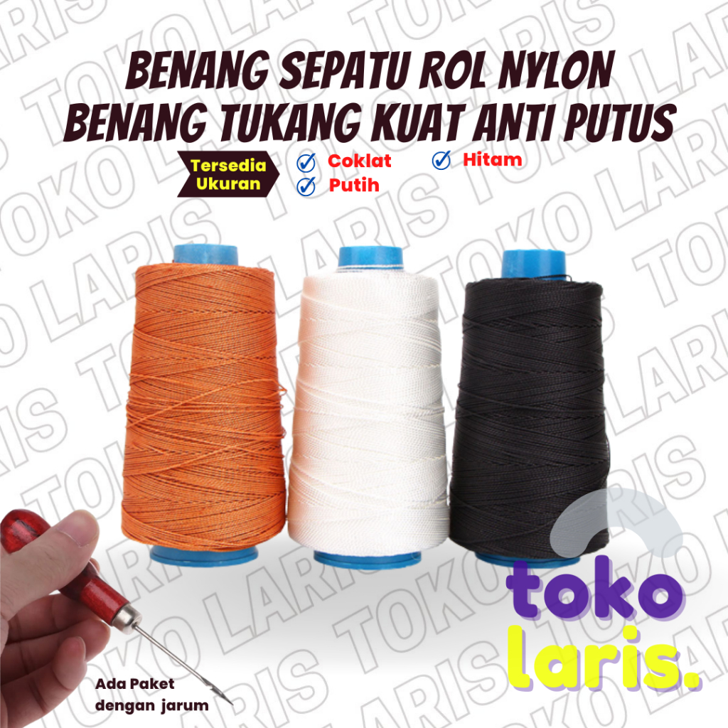 Jual PAKET JARUM SOL + BENANG TUKANG TALI NILON NYLON PUTIH HITAM ...