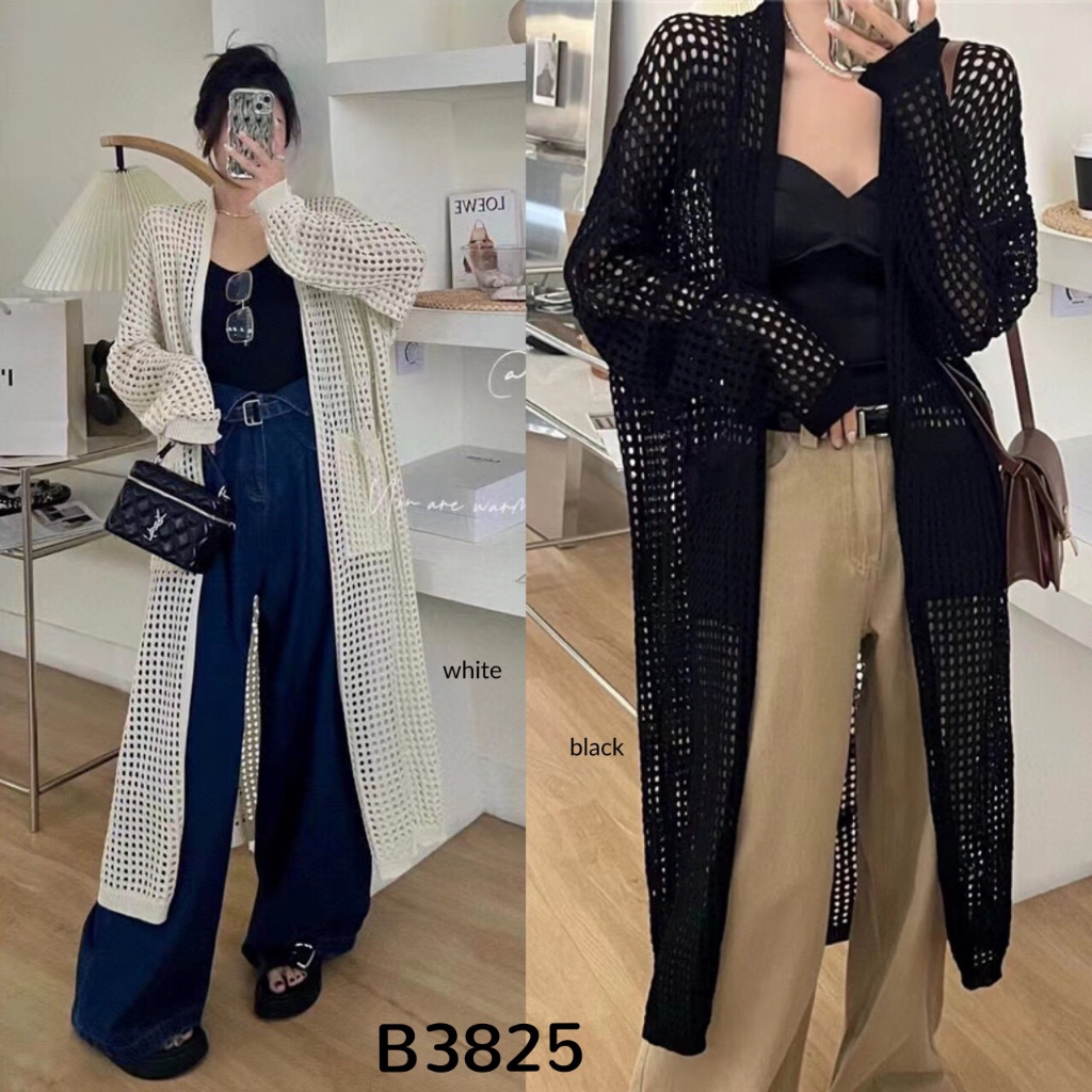 Jual Nets Knit Pocket Long Cardigan B3825 | Shopee Indonesia