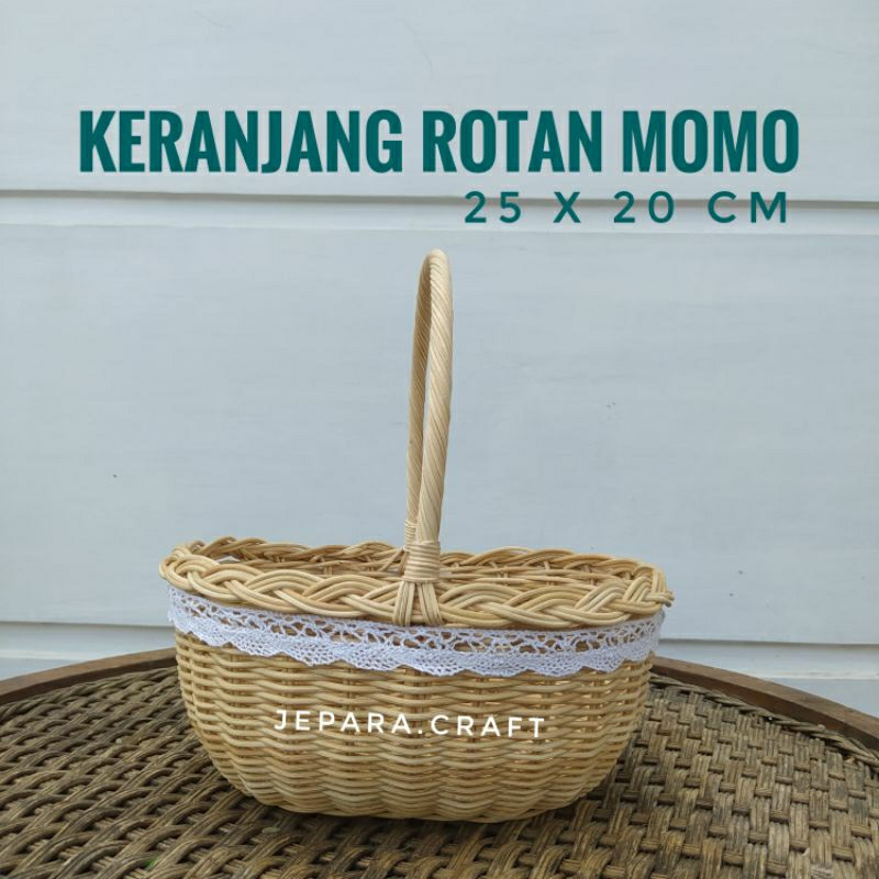 Jual Keranjang Rotan Momo - Mini Basket Picnic 25 x 20 cm Free Renda ...