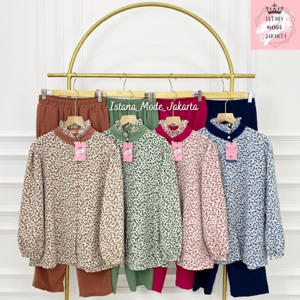 Jual Imj Caroline Setelan Blouse Kulot Gratis Hijab dan Bross All Size ...
