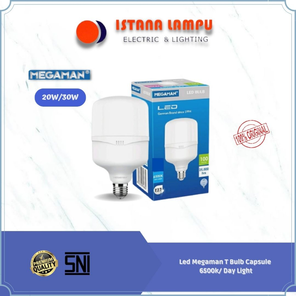 Jual Led Megaman T Bulb Capsule 20W /30W/40W/50W Putih | Shopee Indonesia