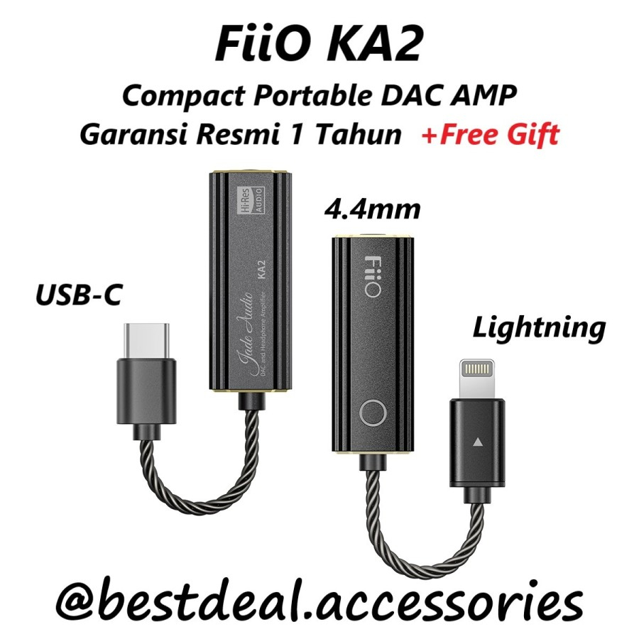 Jual FiiO KA2 DAC Amplifier Dongle USB-C Lightning to 4.4MM Headphone ...