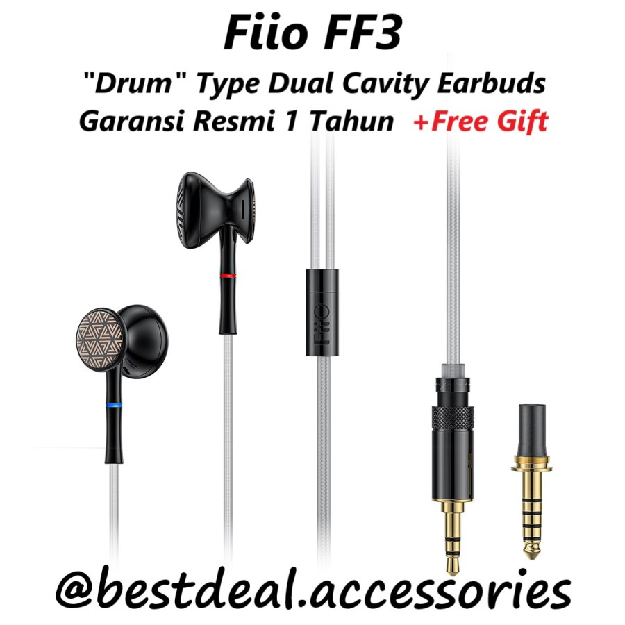 Jual FiiO FF3 14.2 mm Drum Shaped Cavity Design Dinamic Driver Earbuds | Shopee Indonesia