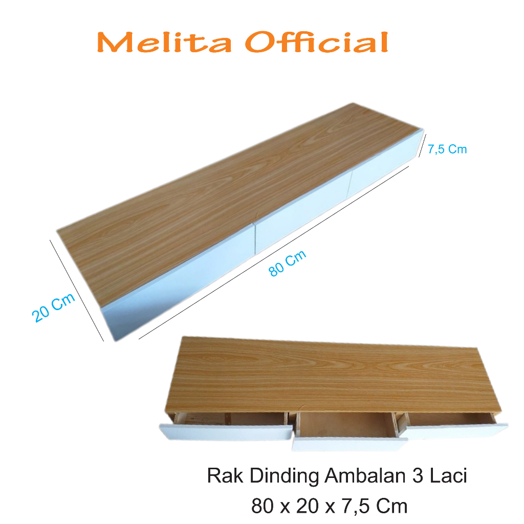 Jual Rak Ambalan Dinding 3 Laci Ukuran 80 x 20 x 7,5 Cm | Shopee Indonesia