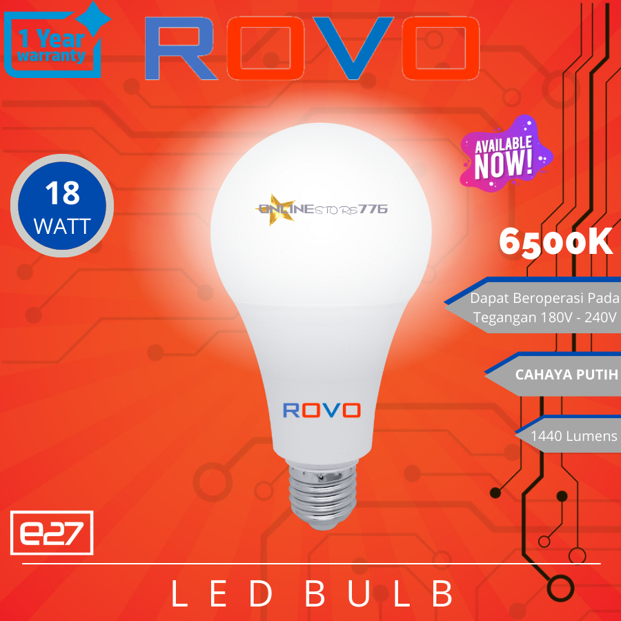 Jual Lampu LED 18W / Bohlam LED 18Watt Putih Murah Bergaransi 1 TAHUN ROVO | Shopee Indonesia