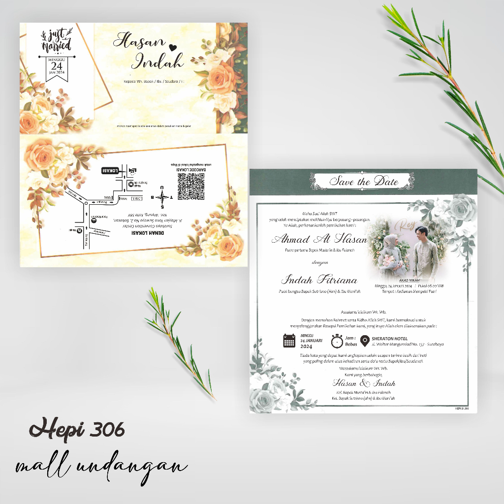 Jual CETAK UNDANGAN PERNIKAHAN BLANKO HEPI - UNDANGAN NIKAH SIMPLE ...