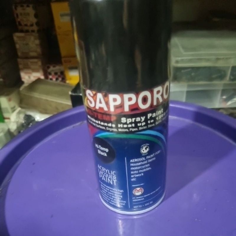 Jual CAT SEMPROT SAPPORO HI--TEMP BLACK 300 ML | Shopee Indonesia