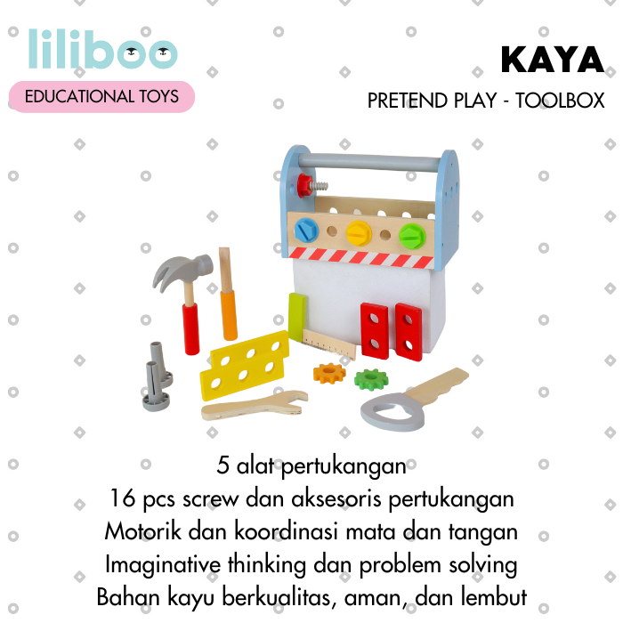 Jual LILIBOO KAYA Mainan Edukasi Anak Montessori Kayu Toolbox Pretend ...