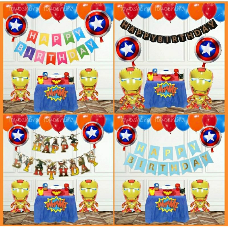 Jual Paket Dekorasi Ulang Tahun Balon Iron Man Banner Happy Birthday ...