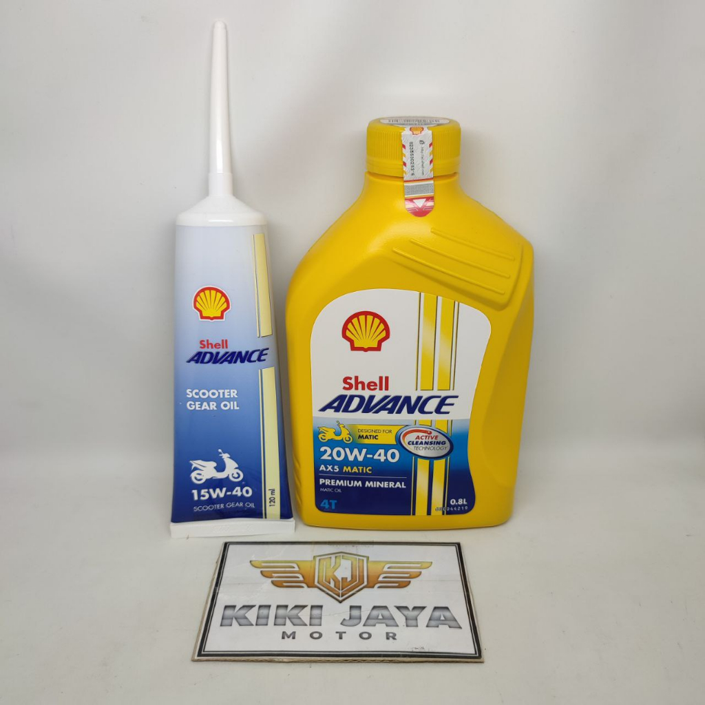 Jual Paket Oli Motor Shell Advance AX5 Matic 20W-40 0,8 Liter + Oli ...