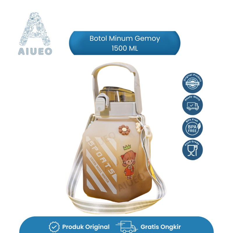 Jual Botol Minum Literan 1,5L Gratis Stiker 2D & 3D Warna Pelangi ...